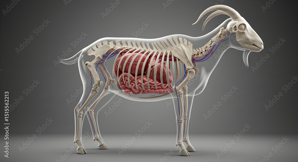 Anatomy of a Goat: 3D Model Revealing Skeletal Structure, Internal ...