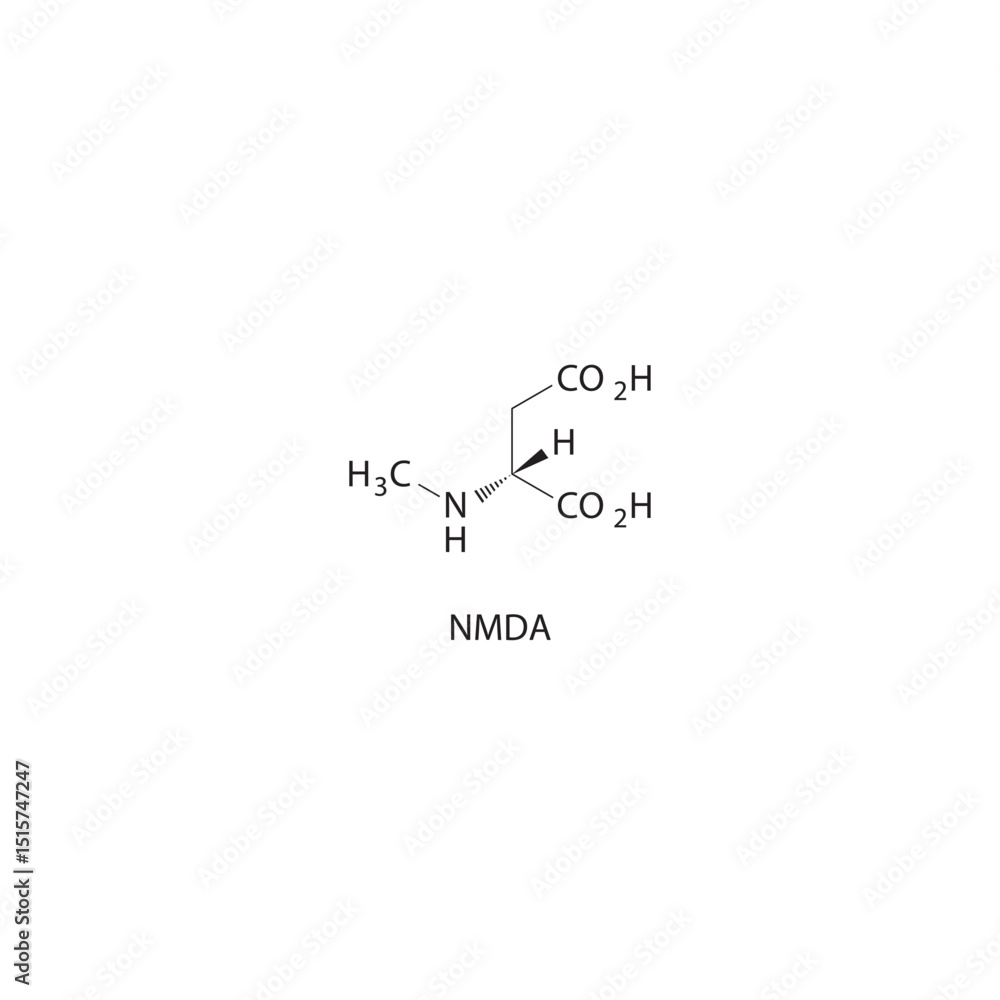NMDA skeletal formula. Receptor (Glutamate receptor subtype) compound ...