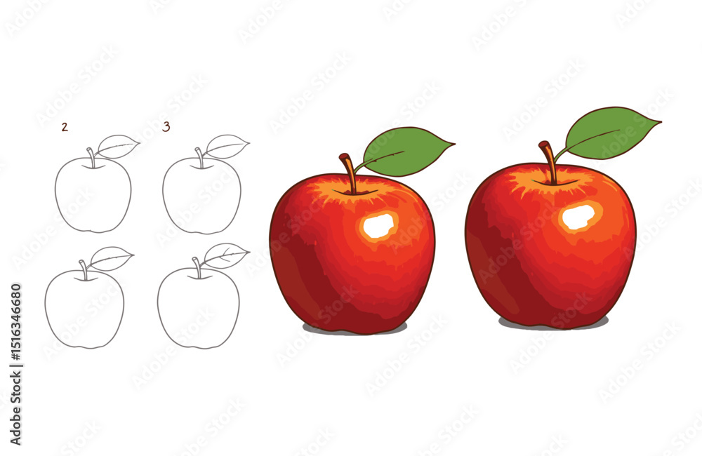 Learn to Draw Red Apples Step-by-Step Guide for Beginners and Kids ...
