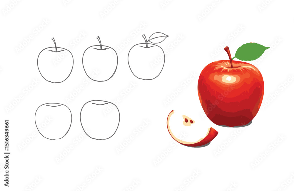 Learn to Draw Red Apples Step-by-Step Guide for Beginners, Simple Apple ...
