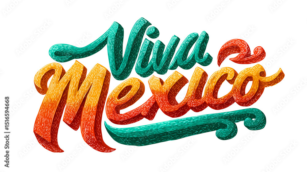Viva Mexico calligraphy sign showcasing vibrant colors and artistic ...