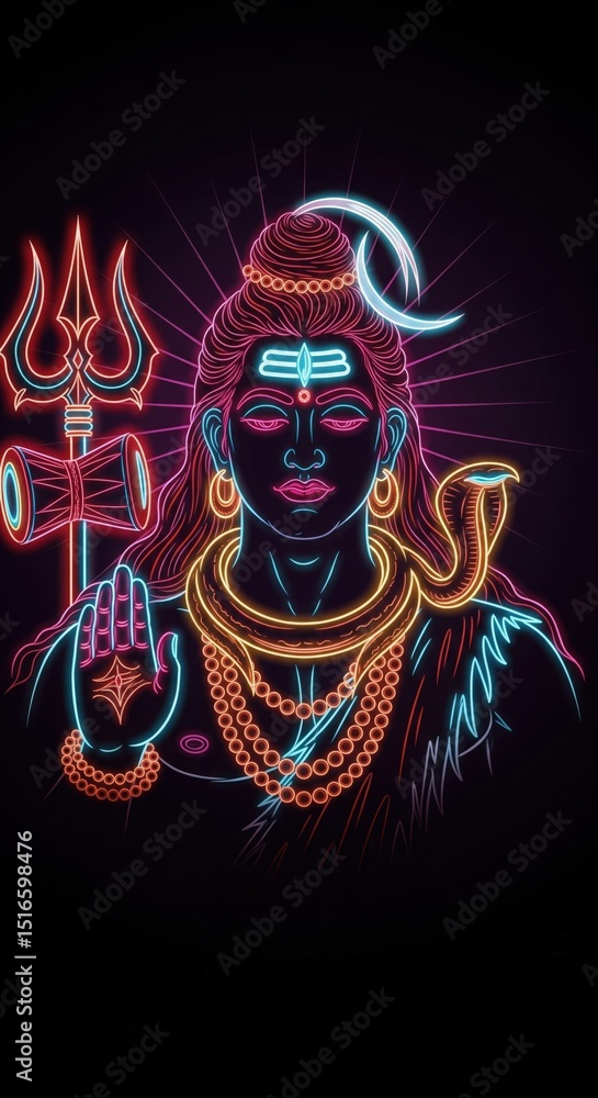 Lord Shiva Mahadev Shankar Neelkanth Adiyogi 4K HD Desktop Laptop neon ...