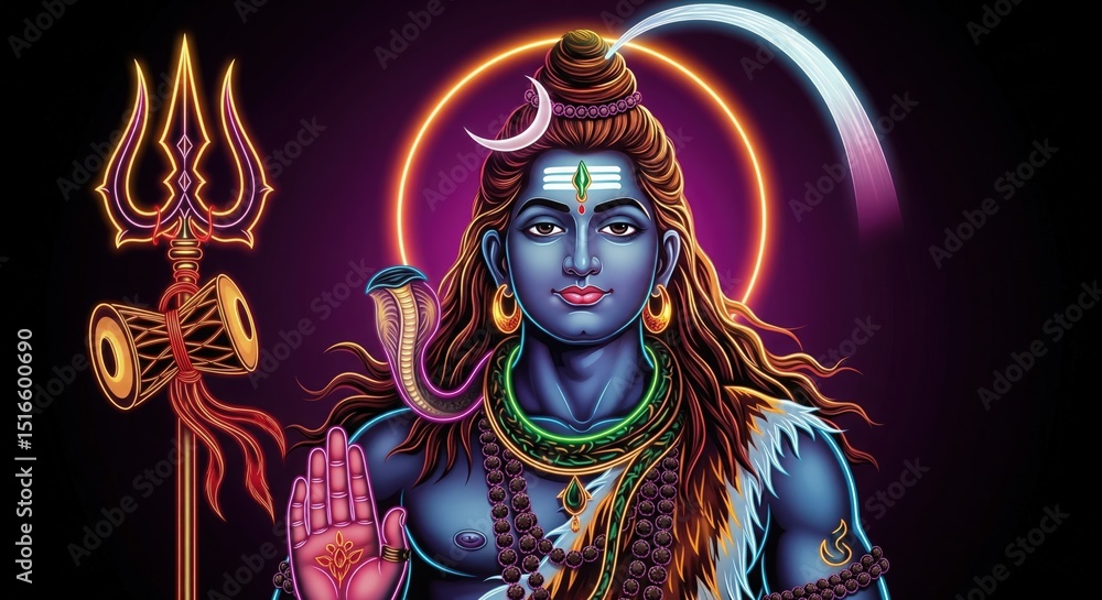 Lord Shiva Mahadev Shankar Neelkanth Adiyogi 4K HD Desktop Laptop neon ...