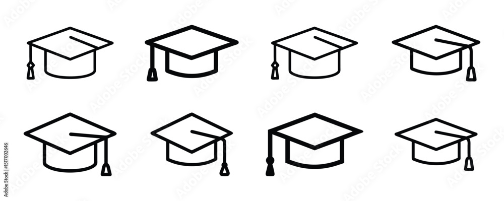 Graduation cap icon, graduation cap line art - simple line art of ...
