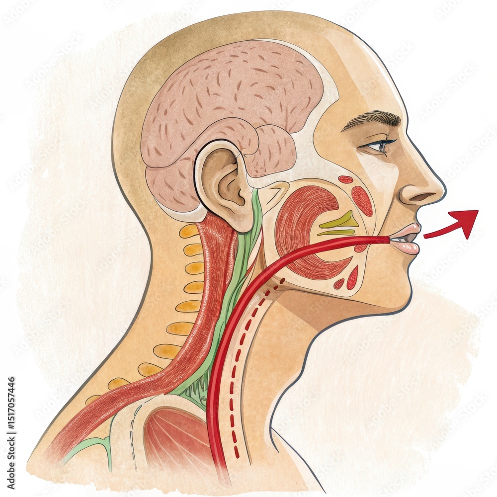 Human Anatomy Diagram Showing Airflow in Respiratory System Stock ...