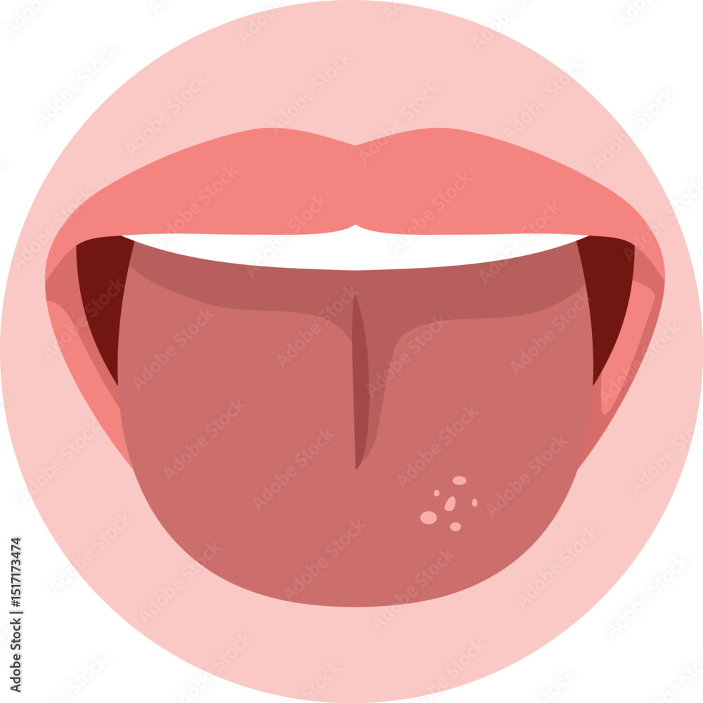 Mouth with Tongue Out Vector Medical Illustration Icon. Drawing of an ...