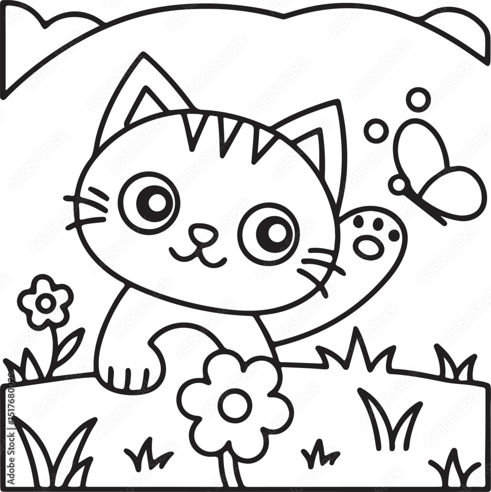 Adorable Cute Cat Coloring Pages - Playful Kittens & Kawaii Cat Designs ...