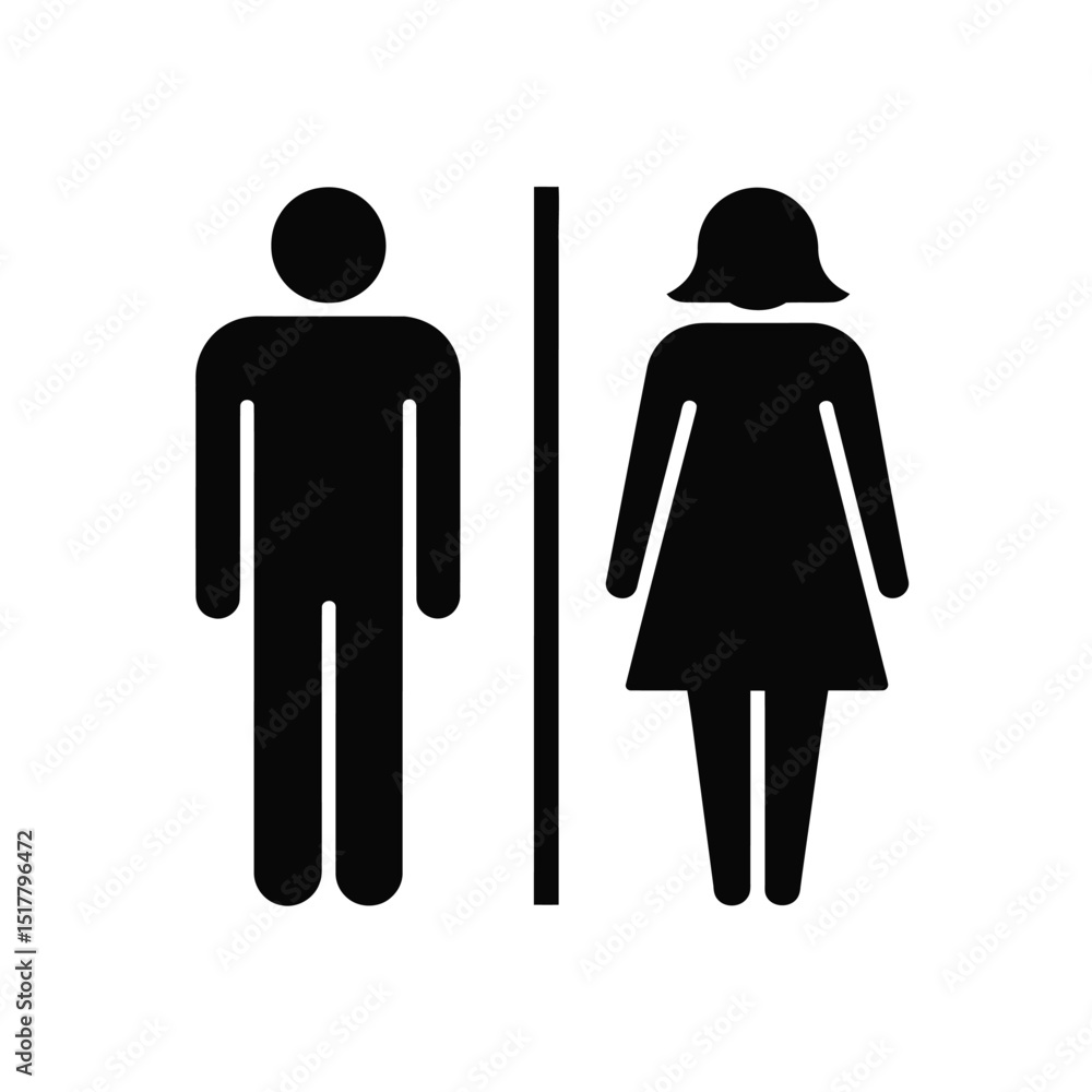 Minimalist black and white unisex bathroom sign depicting male and ...