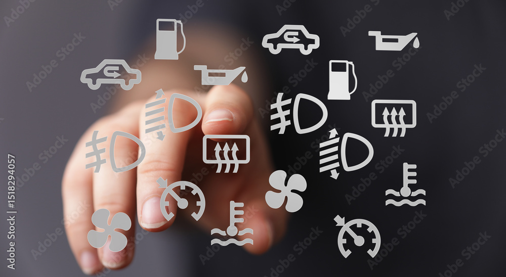 Stock-Foto „Learn to recognize and understand your car's dashboard warning lights. Avoid costly ...