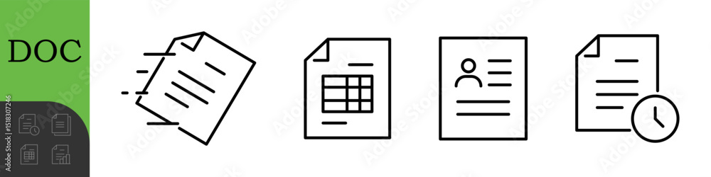Document Line Editable Icons set. Vector illustration in thin line ...