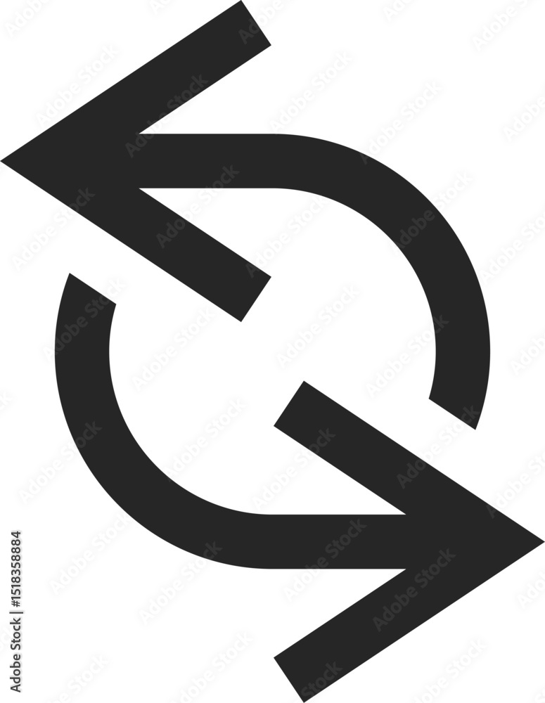 Circular arrow rotating counterclockwise, reset symbol with two arrows ...