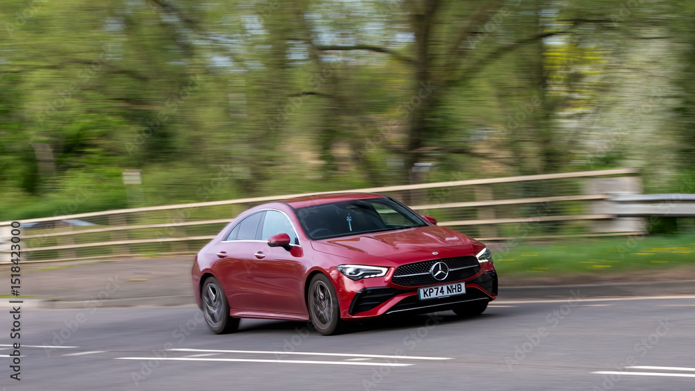 Milton Keynes,UK - Apr. 14th 2025: 2024 red Mercedes Benz CLA 200 amg ...