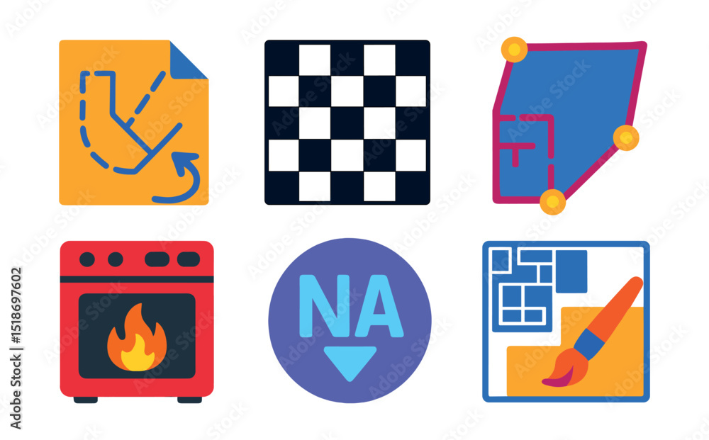 Стоковое векторное изображение «Flat vector icons of UV mapping and ...