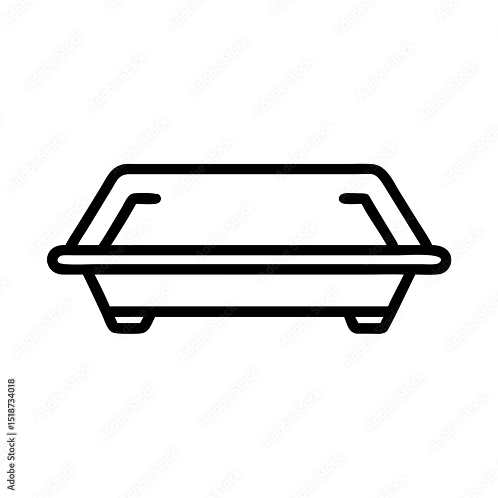 Outline drawing of a closed food container, ready for takeout, showing ...