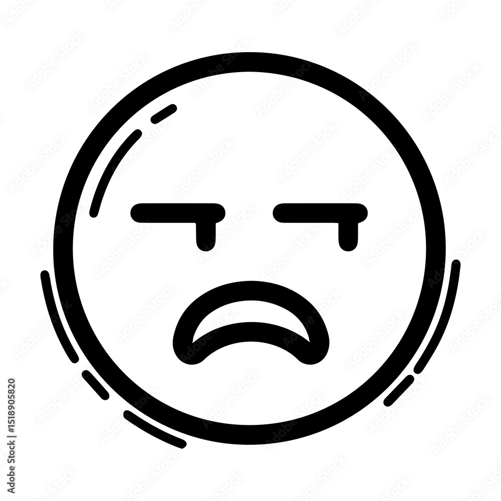 Outline style drawing of a circular emoji giving a side eye, indicating ...