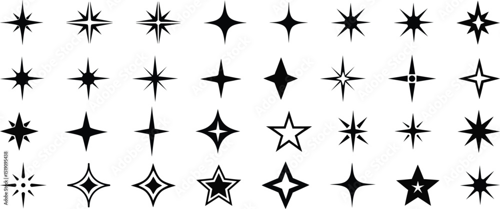star sparkle icon, blinking shining star, sparks and sparkle shapes ...