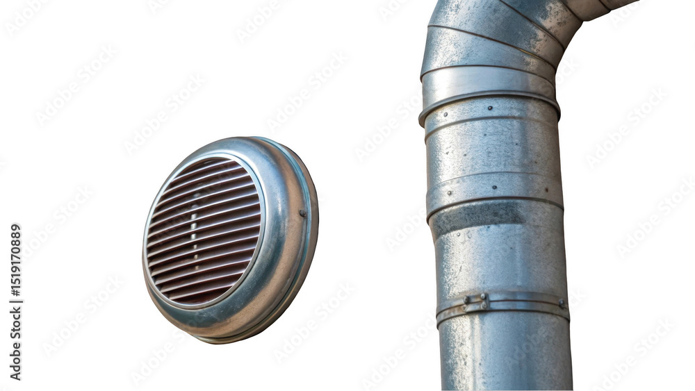 Industrial ventilation system featuring a round vent and connected ...