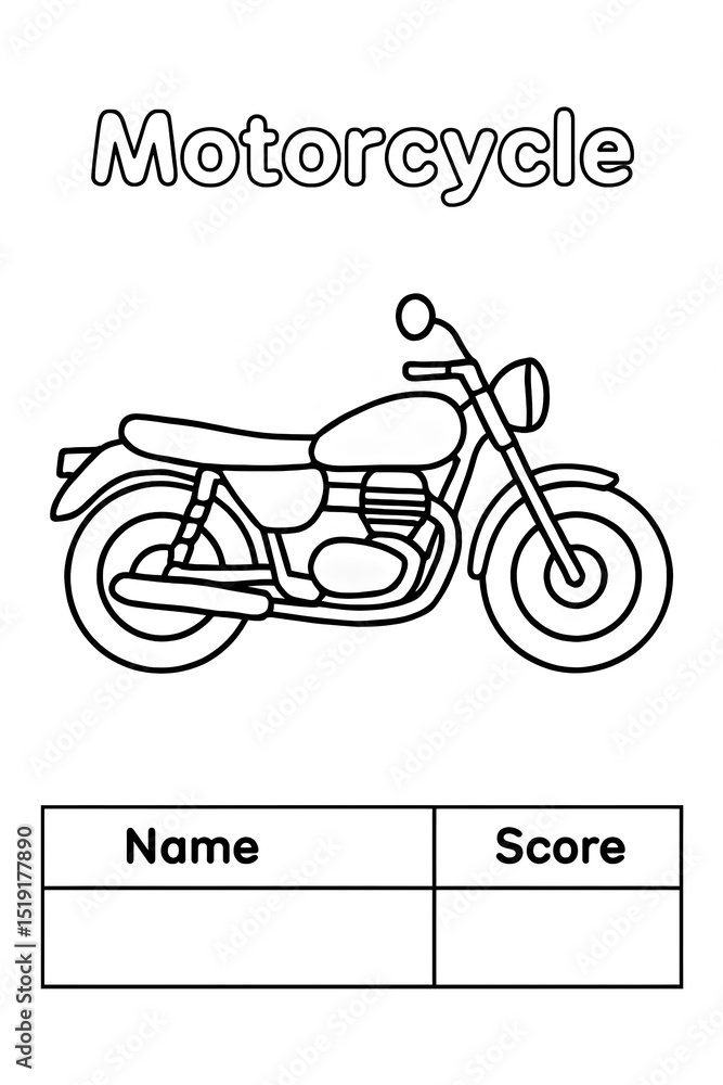 Motorcycle Coloring Page Fun Activity for Kids and Adults Stock ...