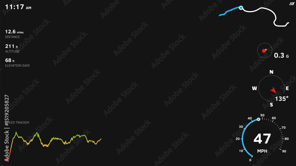 Stock-Vektorgrafik „Vector telemetry overlay template on black ...