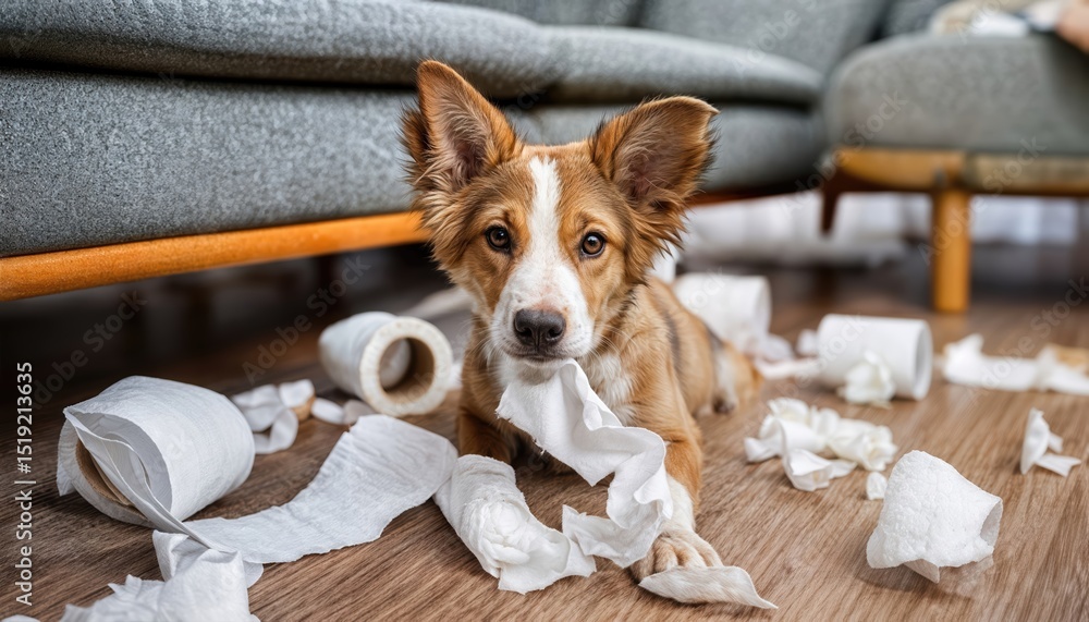 Cute, Stressed Puppy Wreaks Havoc Indoors Adorable Chaos as It Shreds ...