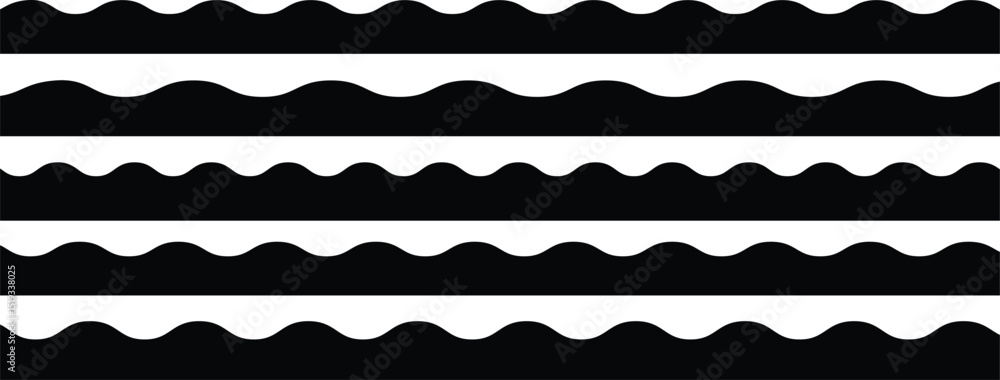 Scalloped edge seamless set. borders and dividers. Simple scalloped ...