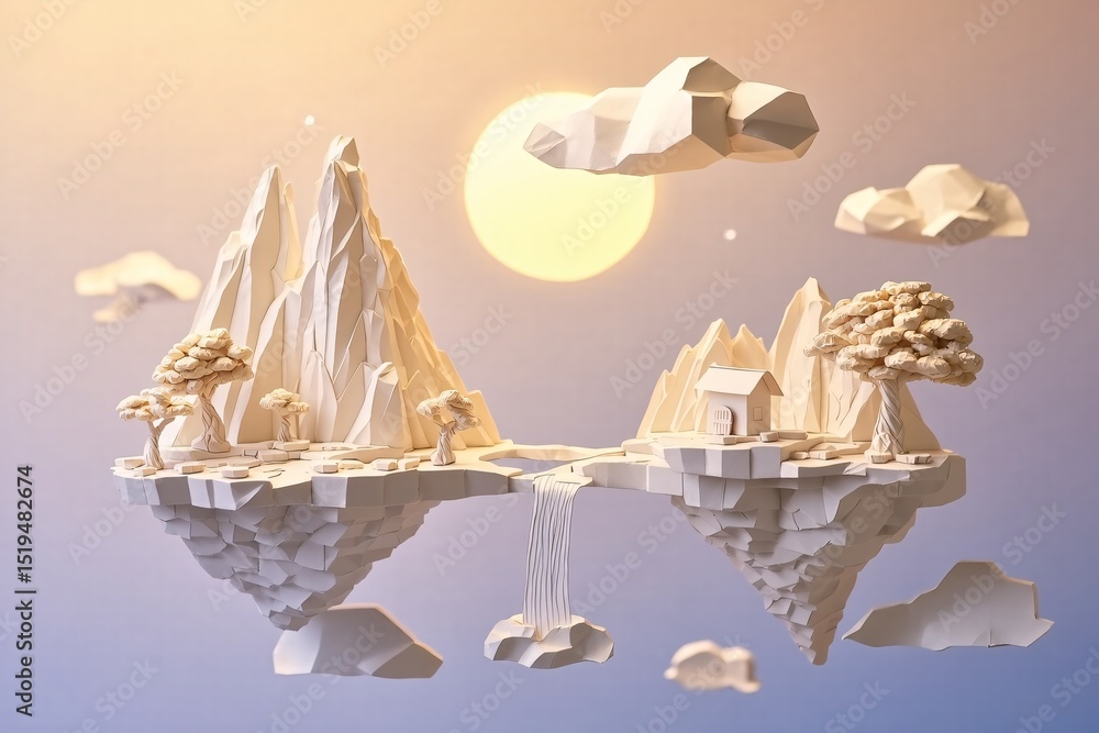 Origami Floating Islands. A series of floating islands made from ...