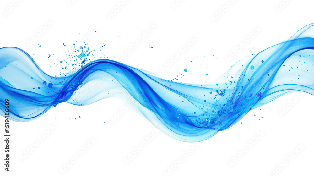 Abstract blue wave with splashes, ideal for design projects, on a white ...