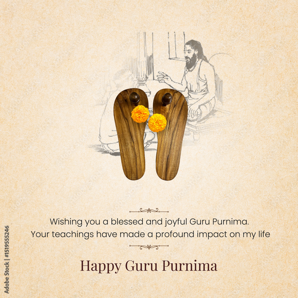 Happy Guru Purnima, with Guru Paduka Stock Photo | Adobe Stock