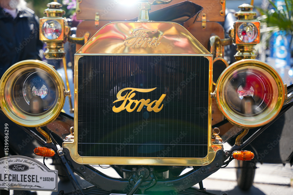 Germany Berlin May 11, 2025. Ford Model T front view with logo. Front ...