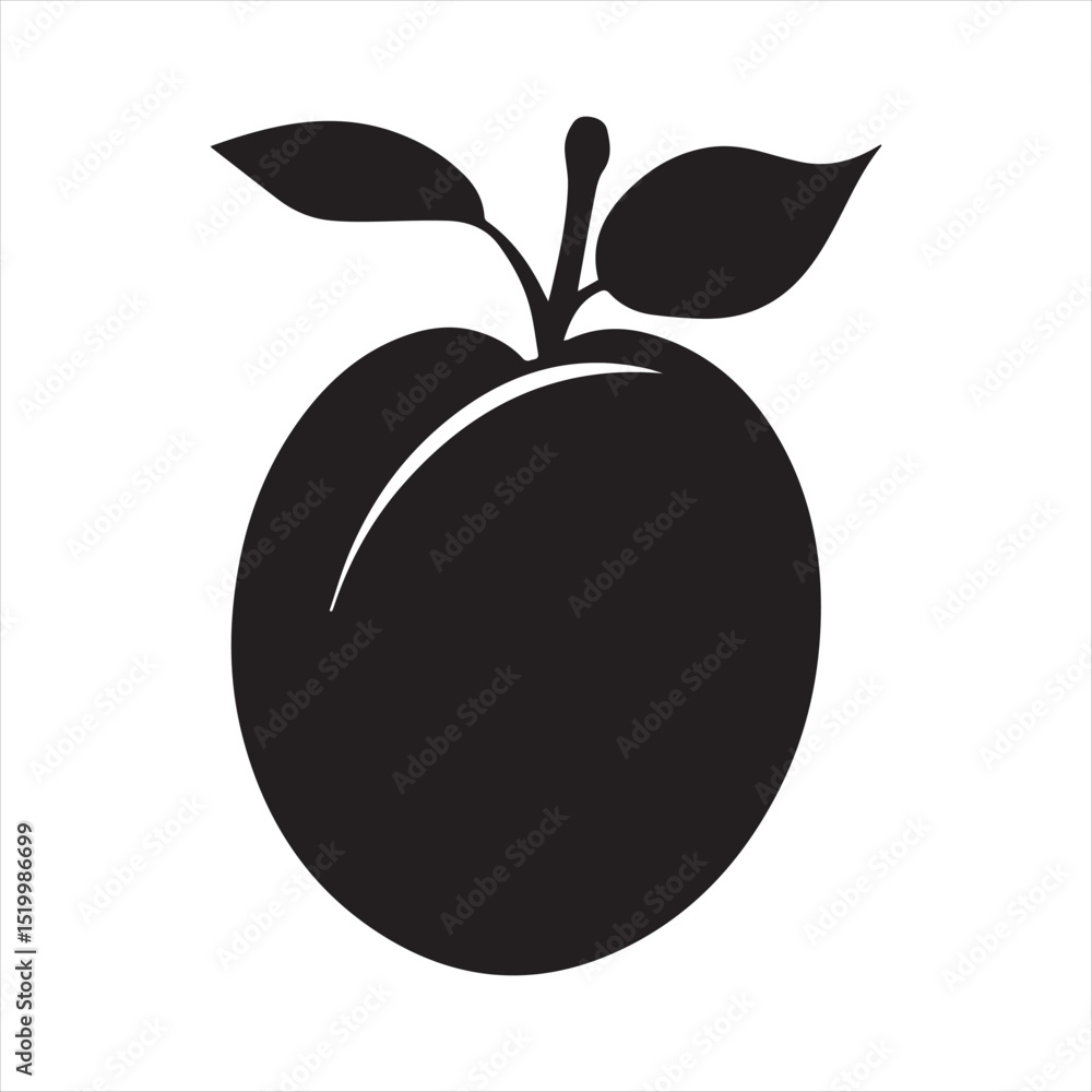 Mango Fruit Silhouette Icon Vector,Black Mango Clipart Isolated on ...
