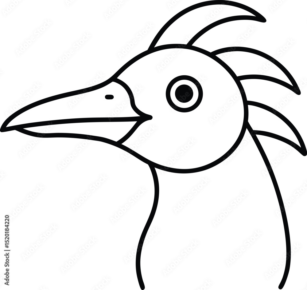 koel head icon line art vector illustration on transparent background ...