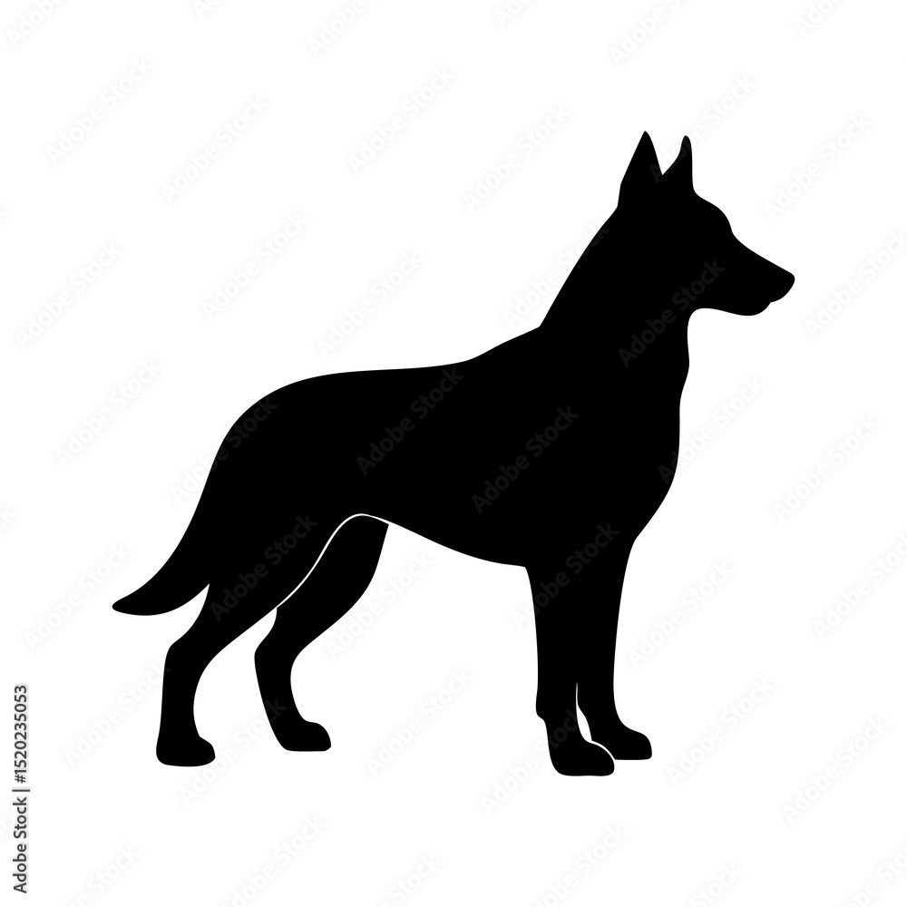 Stock-Illustration „Alert German Shepherd Silhouette Powerful Canine ...