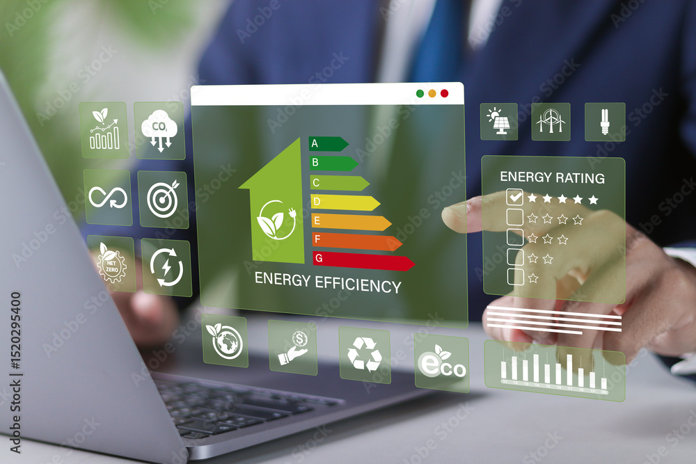 Energy efficiency Improvement concept, Eco-friendly homes for sustainable development ...