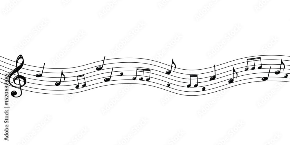 music note outline icon, melody music symbol vector, sound note line ...
