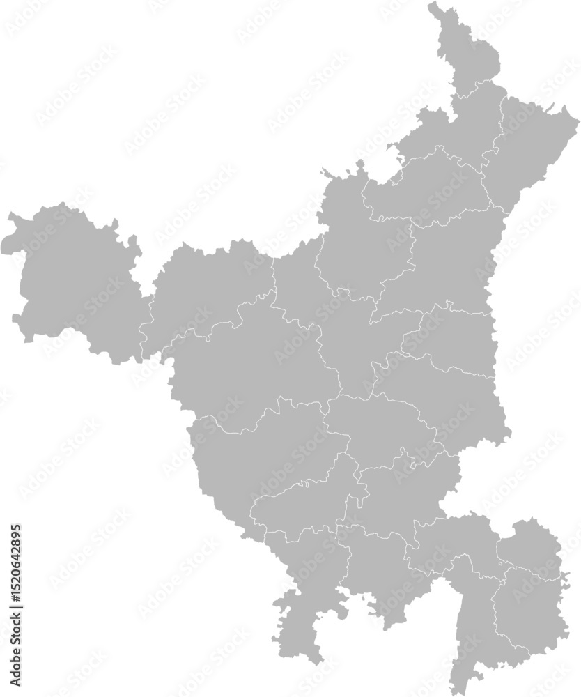 Haryana, India – administrative vector map with district boundaries ...