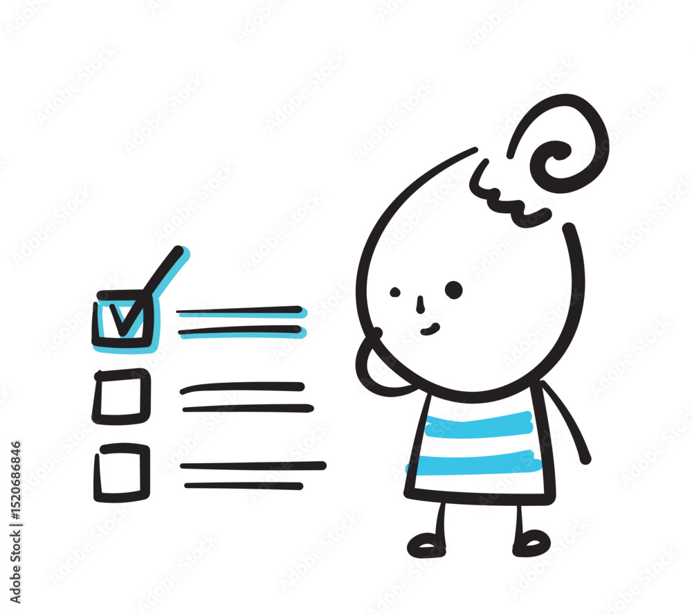 check list of hand drawn cute doodle icons. Vector illustration. Stock ...