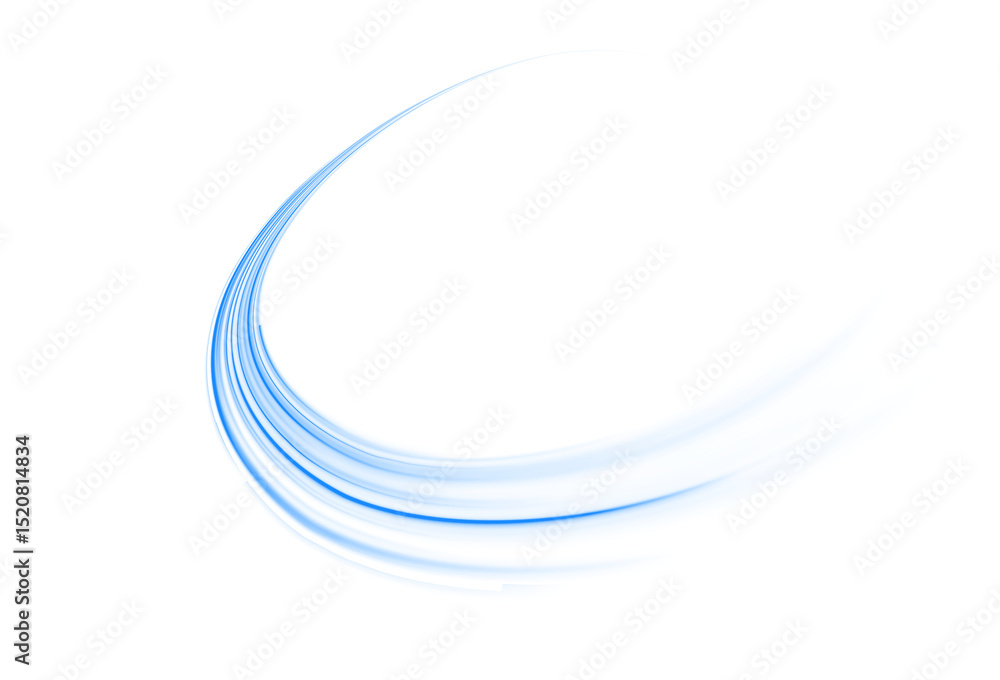 Dynamic motion streak with curved blue line, blur flash and trail light ...
