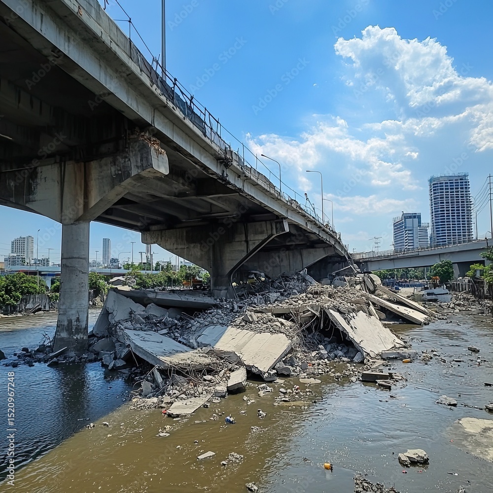 Bangkok,Thailand 17 Mar 2025:The bridge connecting to the expressway on ...