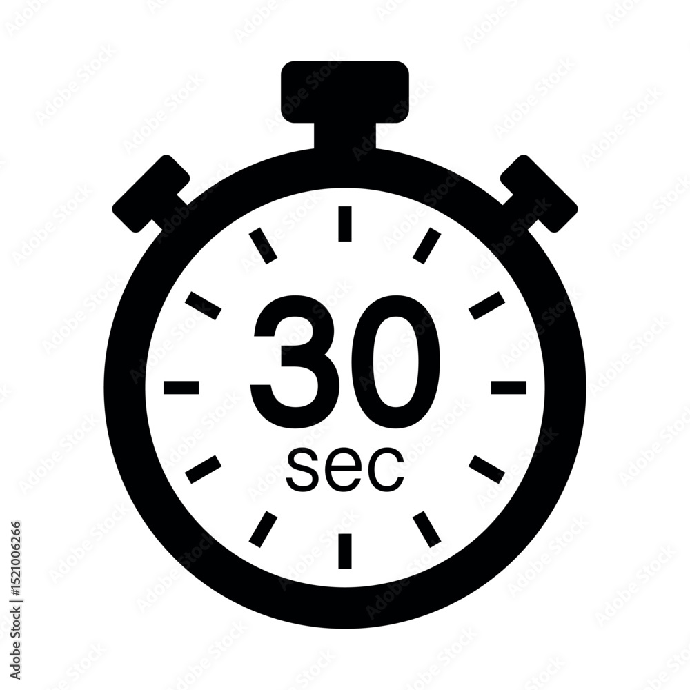 30 seconds timer icon. stopwatch icon with 30 seconds timer. clock face ...