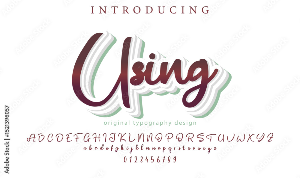 Using - Modern Handwritten Layered 3D Font Design Stock Vector | Adobe ...