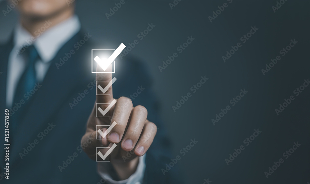 tick check mark in a checklist. concept of online list questionnaire ...