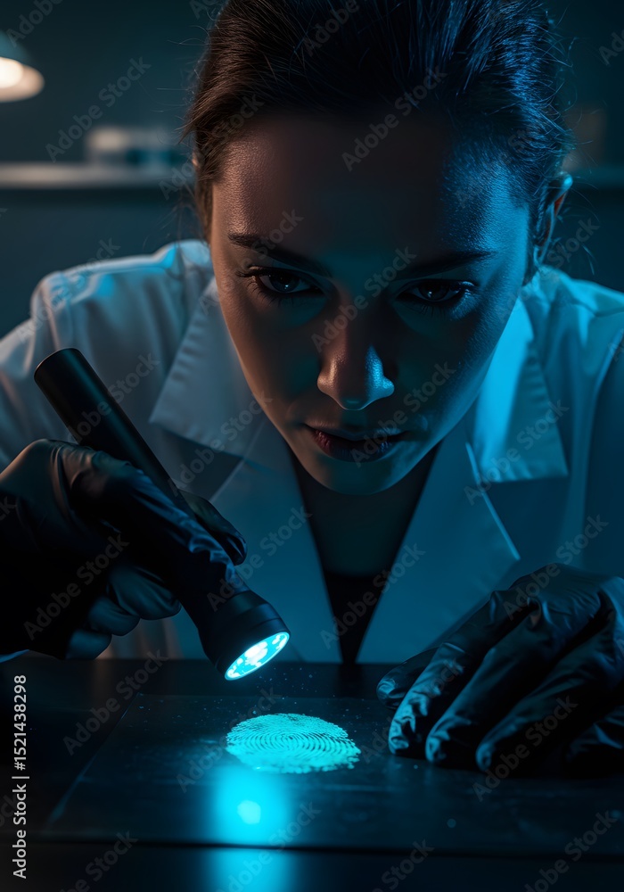 Forensic Scientist Examining Evidence with UV Light in Lab Stock Photo ...