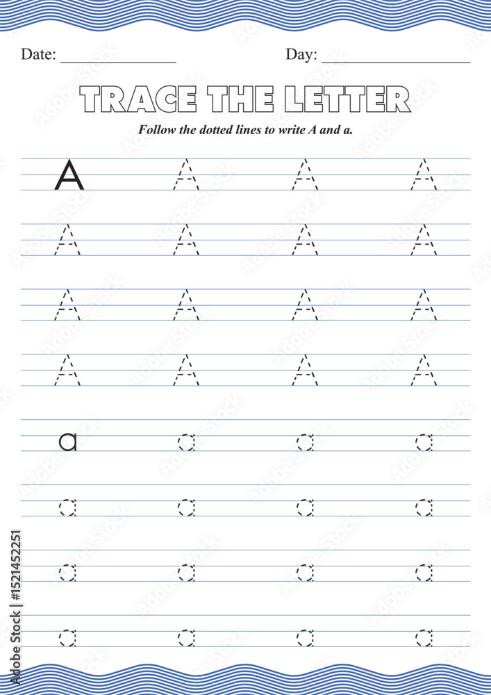 Стоковое векторное изображение «Alphabet Tracing Worksheet – Uppercase ...