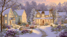 A Village In Winter Calendar Art Free Stock Photo - Public Domain Pictures