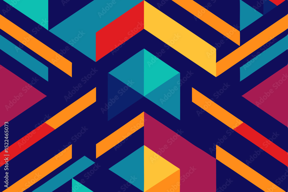 Colorful retro geometric triangle pattern seamless vector illustration ...