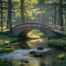 Arched Stone Bridge Over Creek Free Stock Photo - Public Domain Pictures