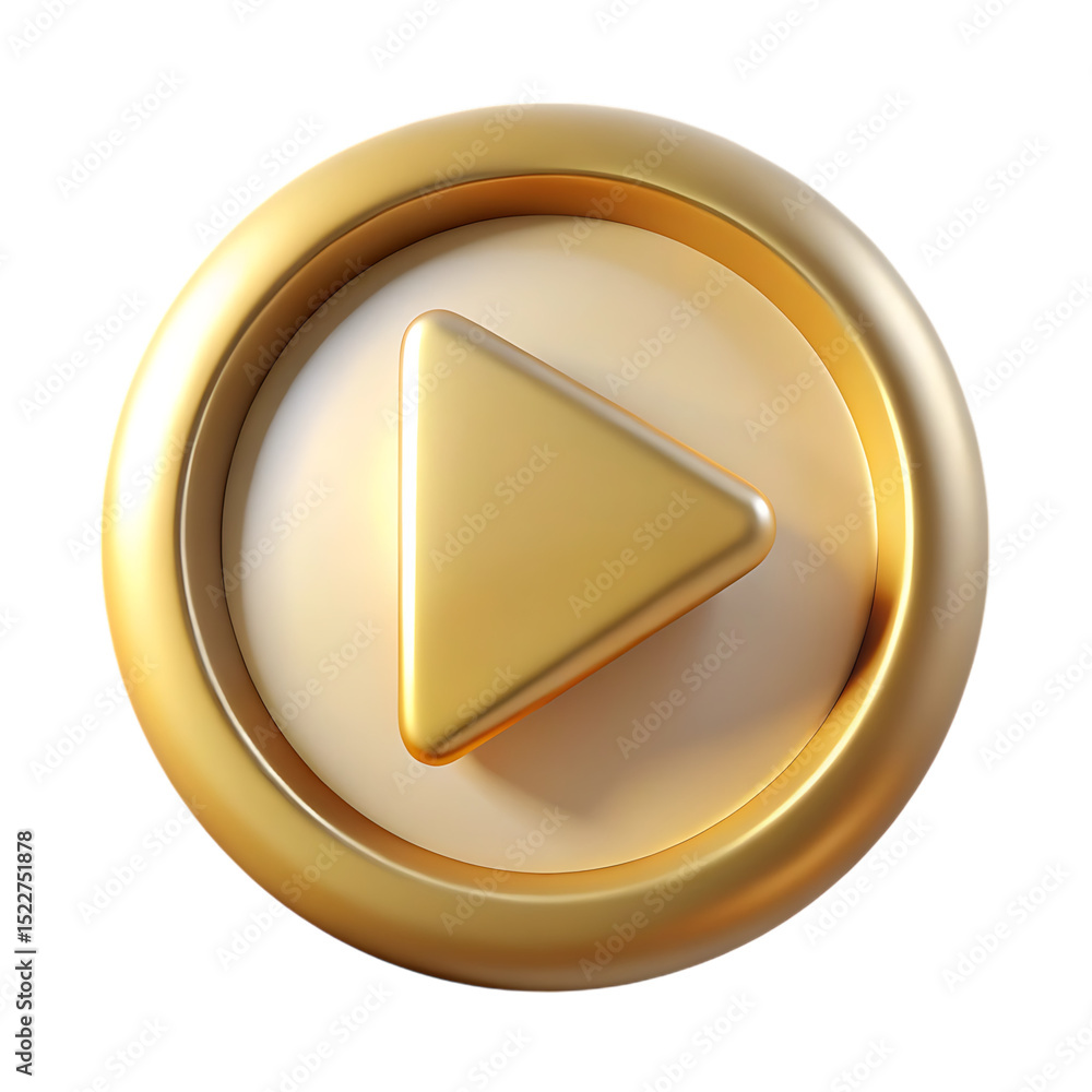Golden play button icon isolated on transparent background Stock Photo ...