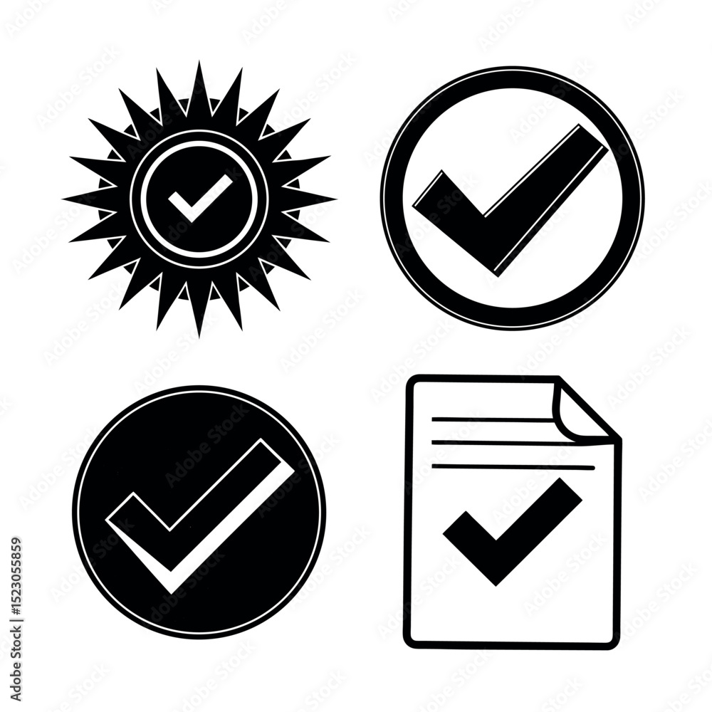 Check Mark Icons Approval, Confirmation, and Validation Symbols Stock ...