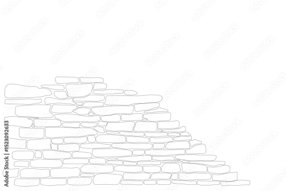 stone wall cad drawing for landscape, outdoor and nature park Stock ...