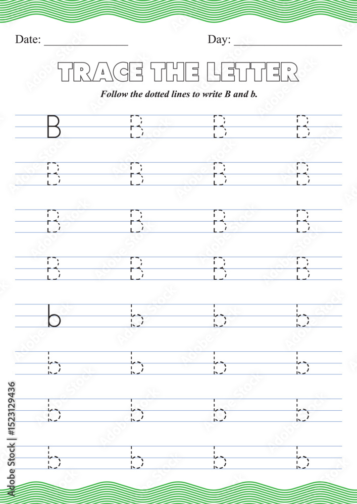 Alphabet Tracing Worksheet – Uppercase and Lowercase Letter B Printable ...